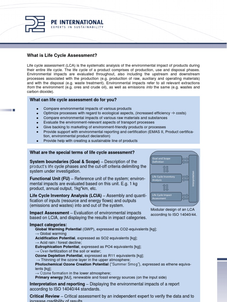 What Is Life Cycle Assessment 01 | PDF | Life Cycle Assessment ...