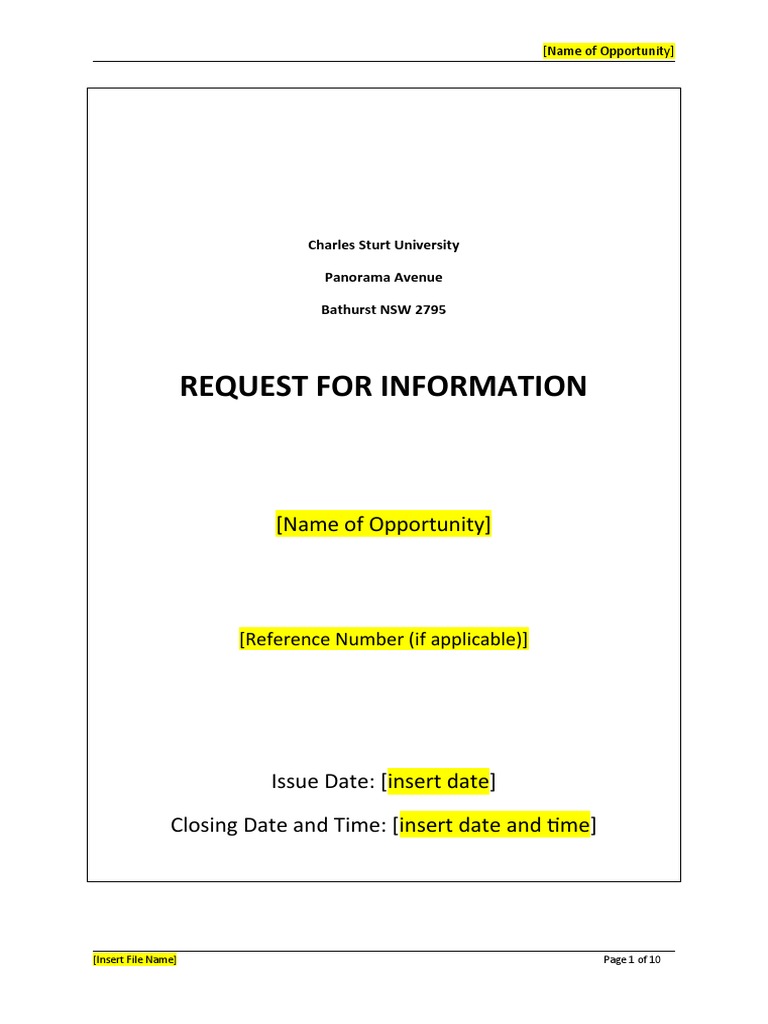 Request For Information Template 32 | PDF | Request For Information ...