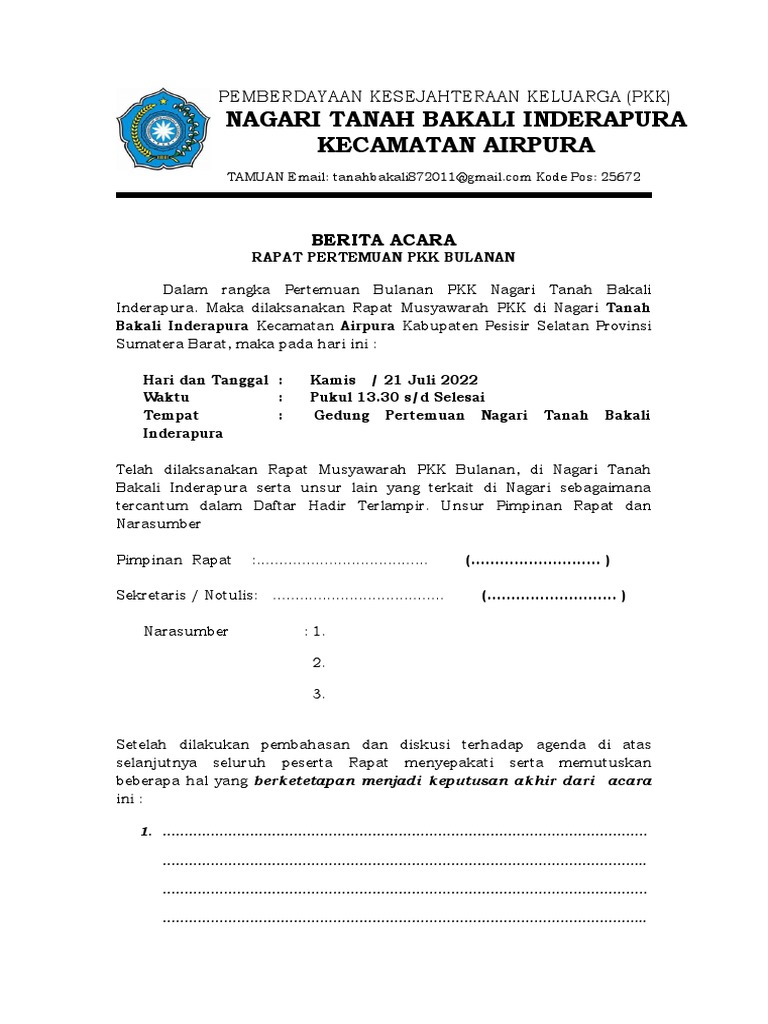 Berita Acara PKK | PDF