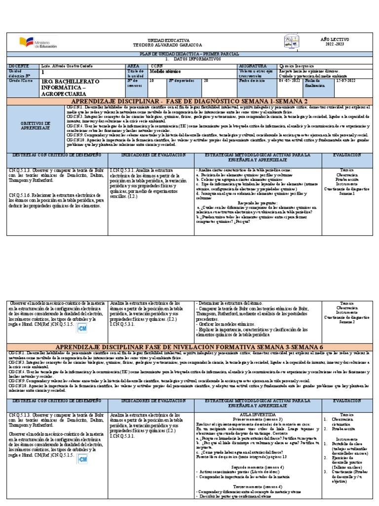 1 Bgu Quimica Inorgánica Pdf Química átomos