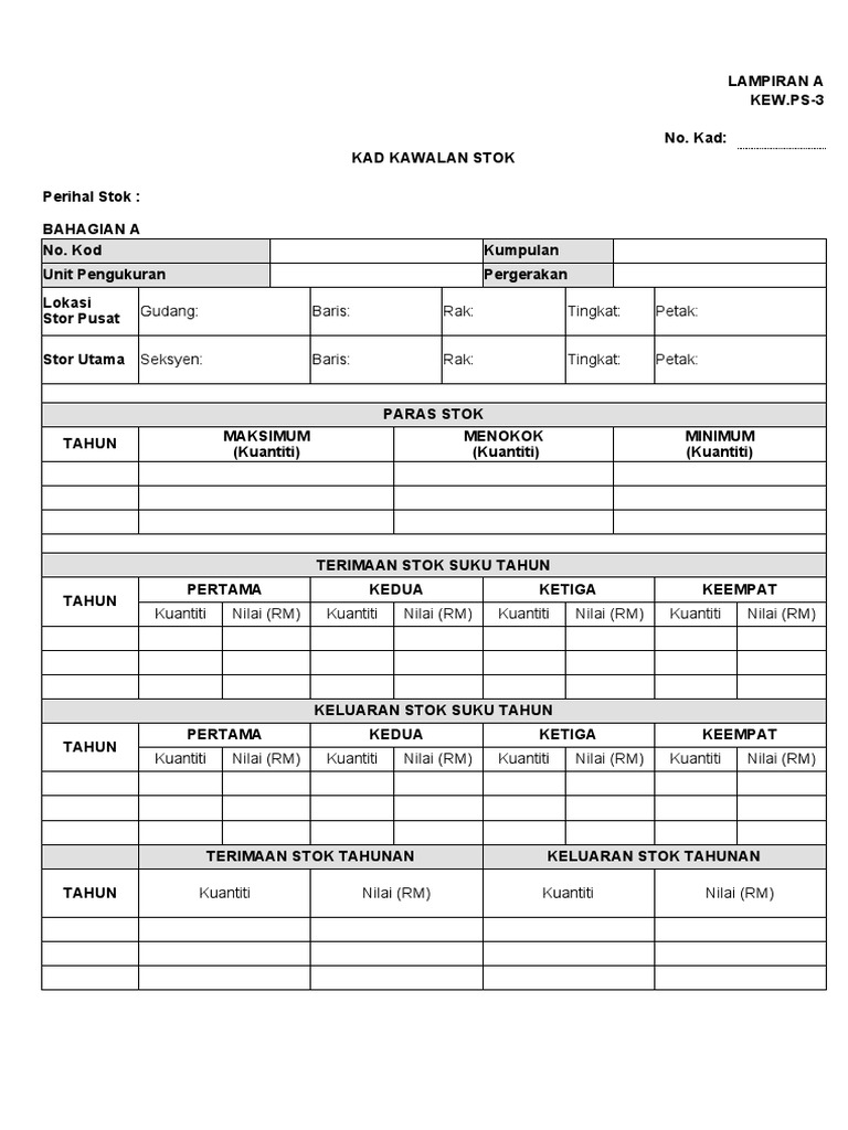 Rekod Kew - PS-3 (Lampiran A & B) & Kew - PS-4 | PDF