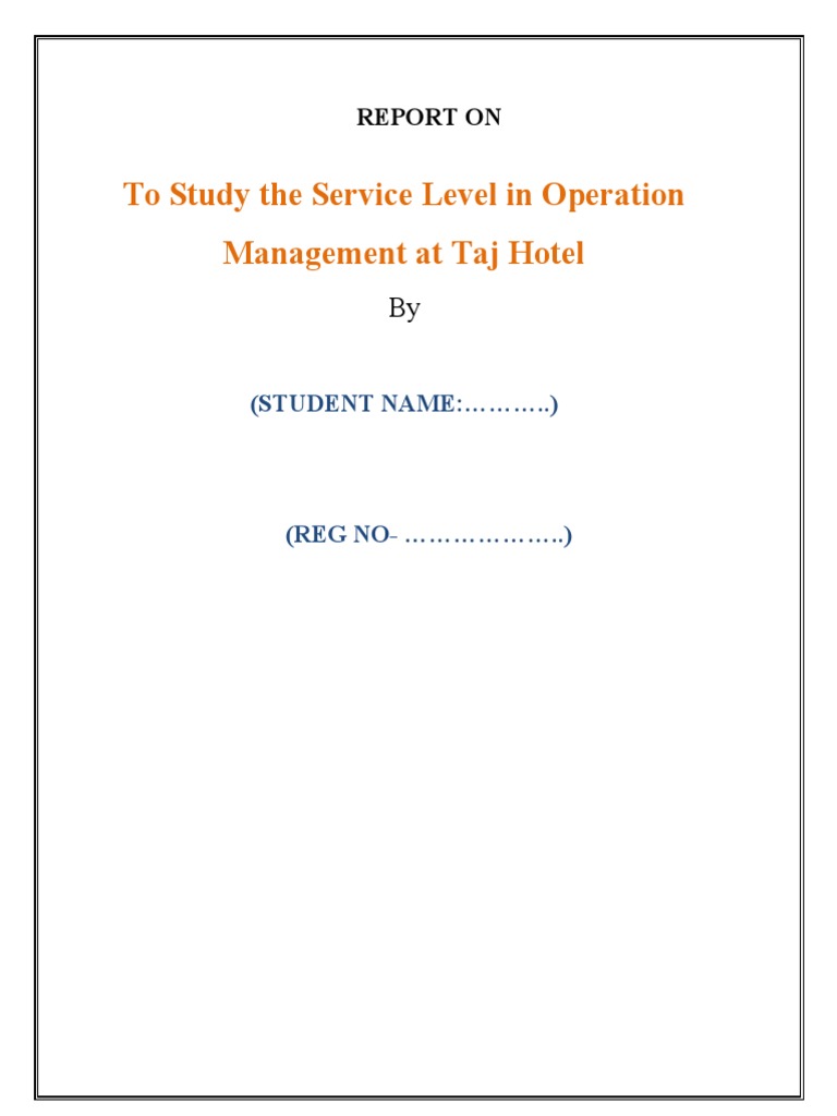 Service Level Analysis at Taj Hotel | PDF