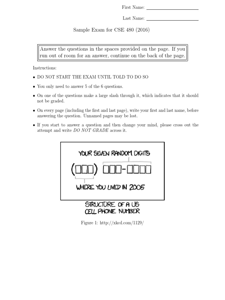 CSE 480 Sample Exam Instructions | PDF | Database Transaction ...