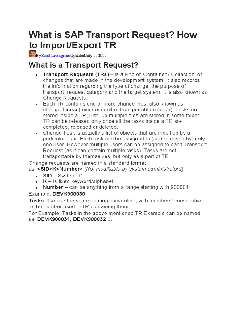 What Is SAP Transport Request? How To Import/Export TR | PDF | Data ...