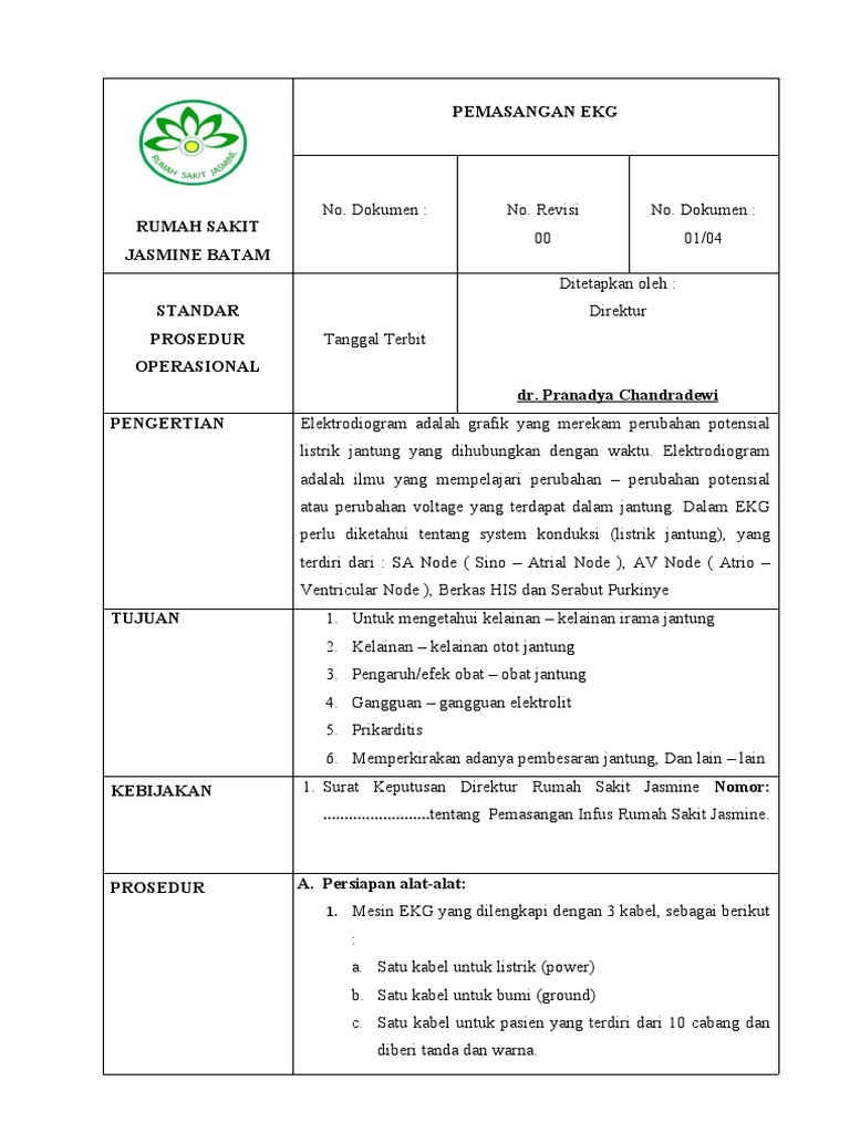 SPO Pemasangan EKG | PDF
