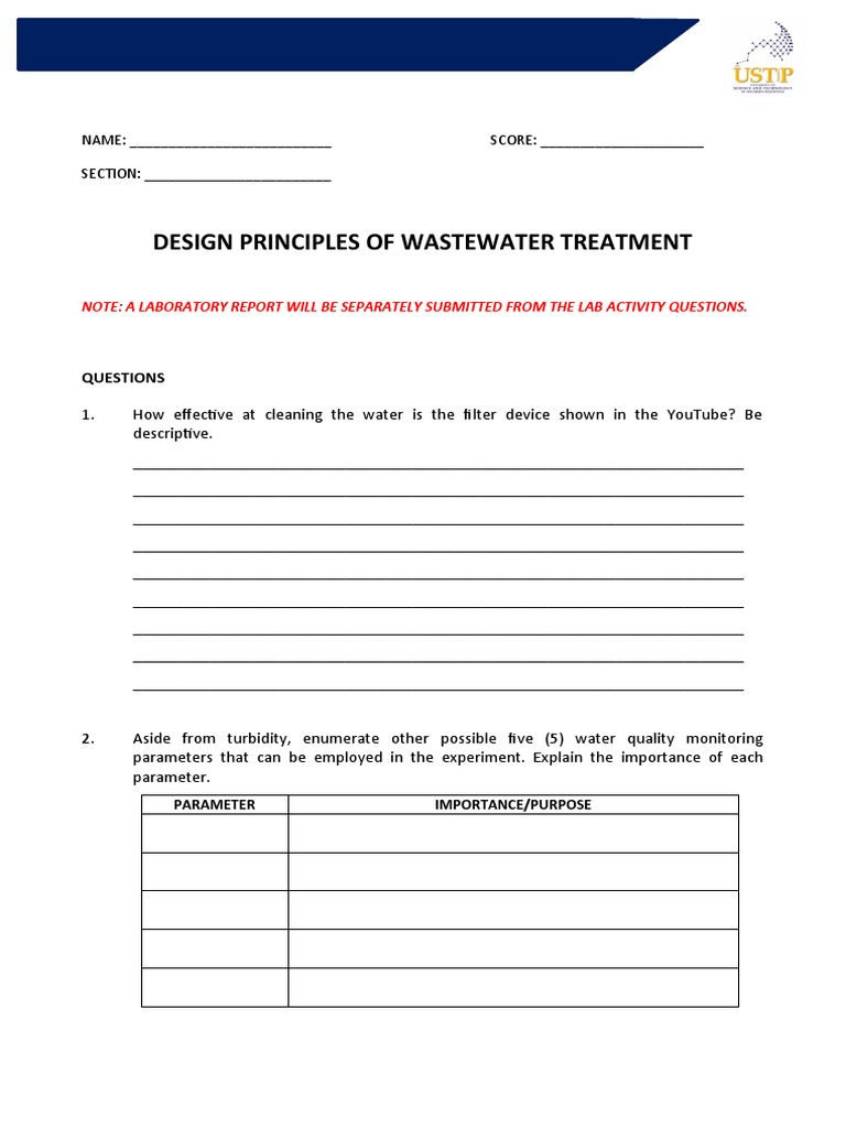 Wastewater Treatment Lab Activity | PDF | Business