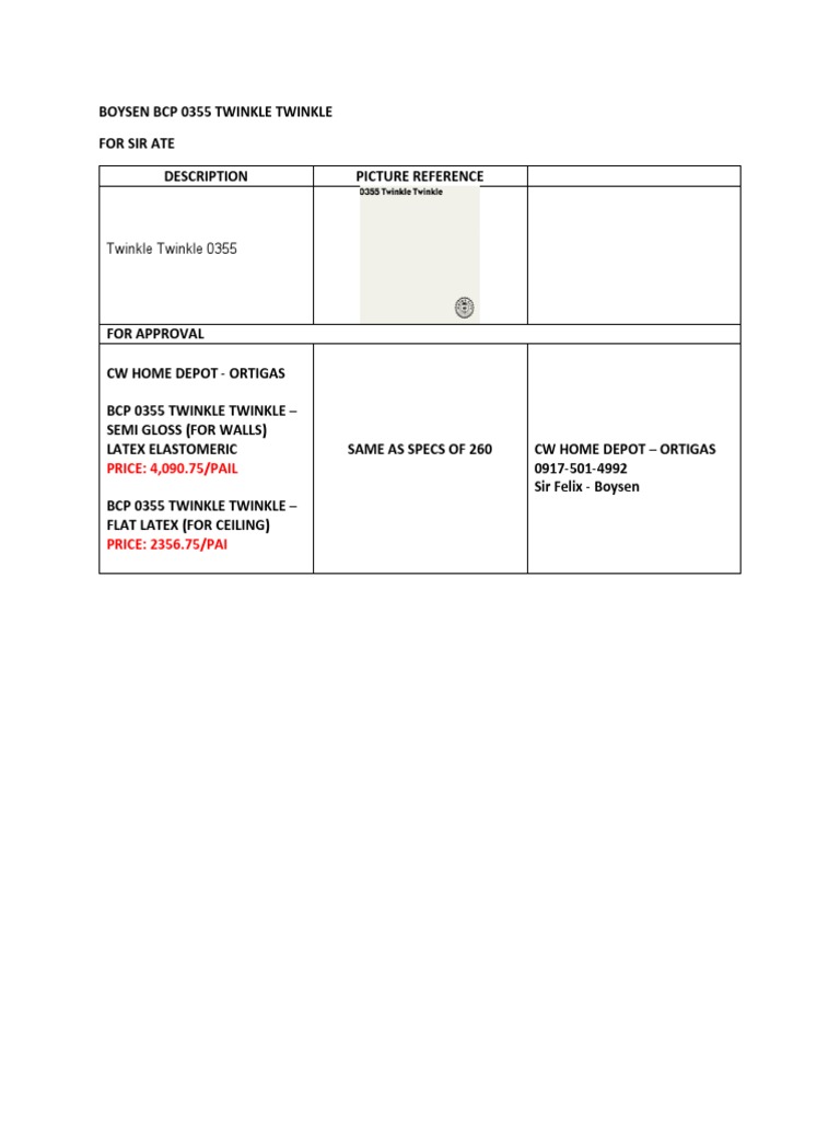 BOYSEN BCP 0355 TWINKLE TWINKLE | PDF