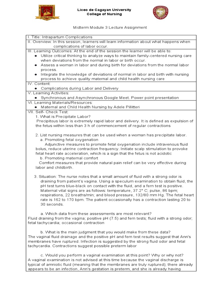 Intrapartum Complications Overview | PDF | Childbirth | Vagina