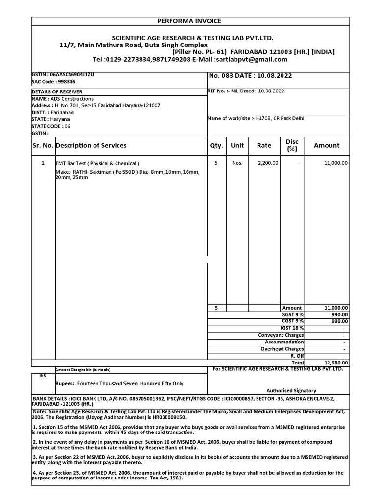 Performa Invoice | PDF | Invoice | Interest