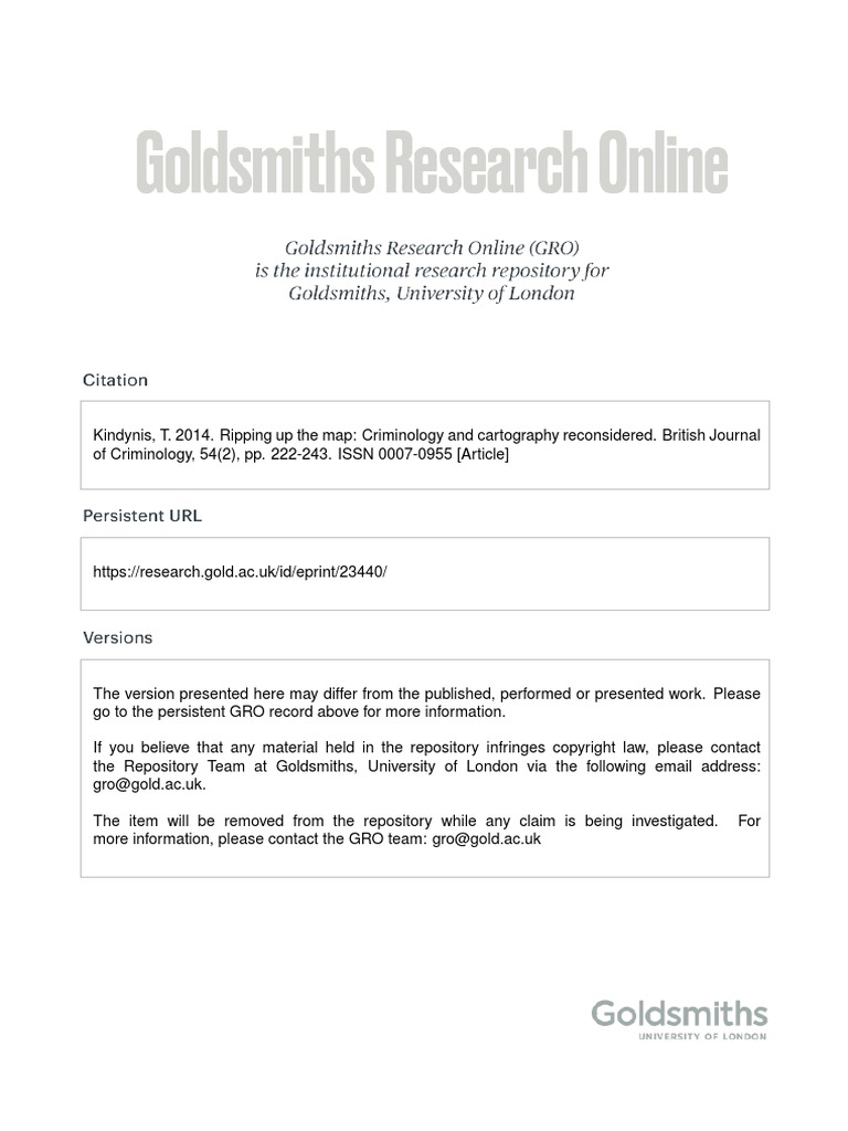 Kindynis, T. 2014. Ripping Up The Map | PDF | Cartography | Criminology