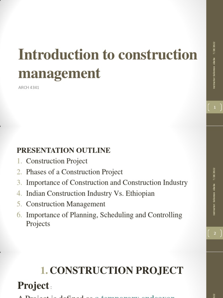 Introduction To Construction Management One | PDF | Employment ...