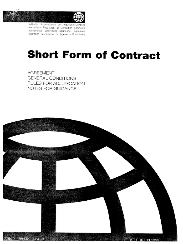 Fidic - Short Form of Contract - Edition 1999 | PDF