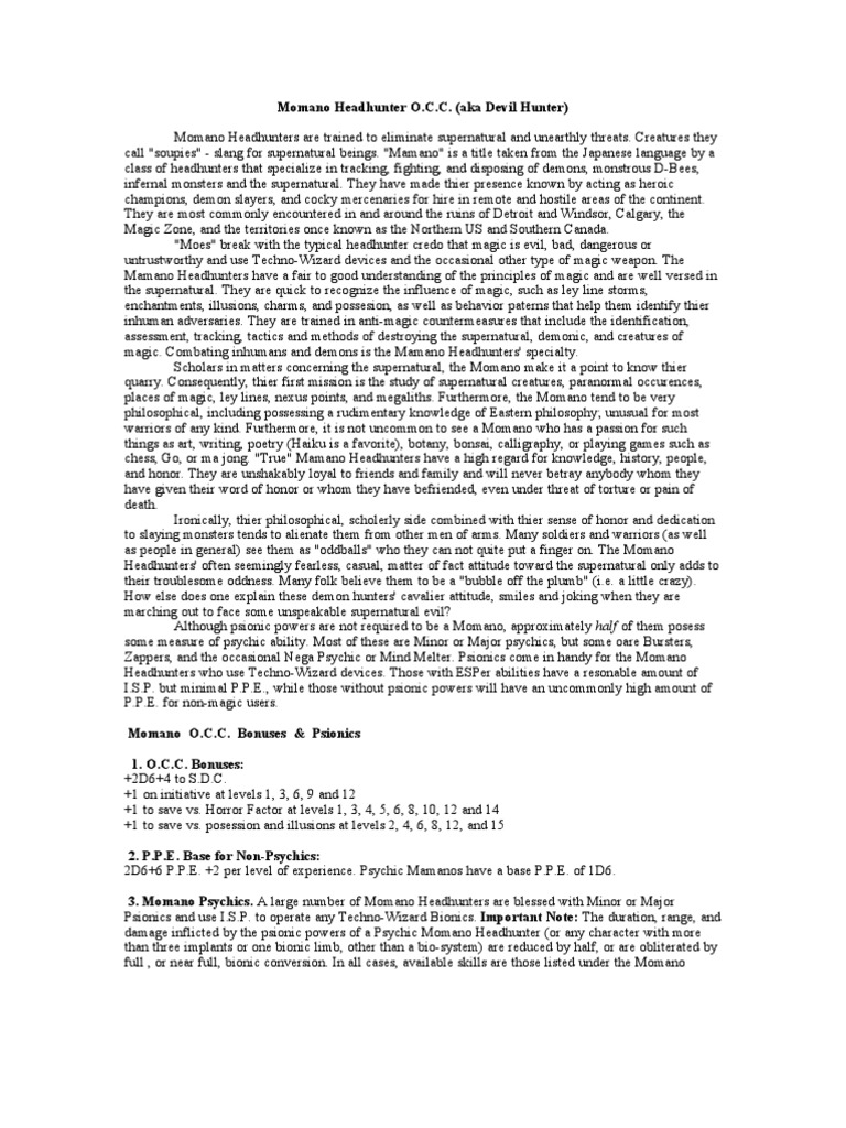 Momano Headhunter | PDF | Magic (Paranormal) | Nature