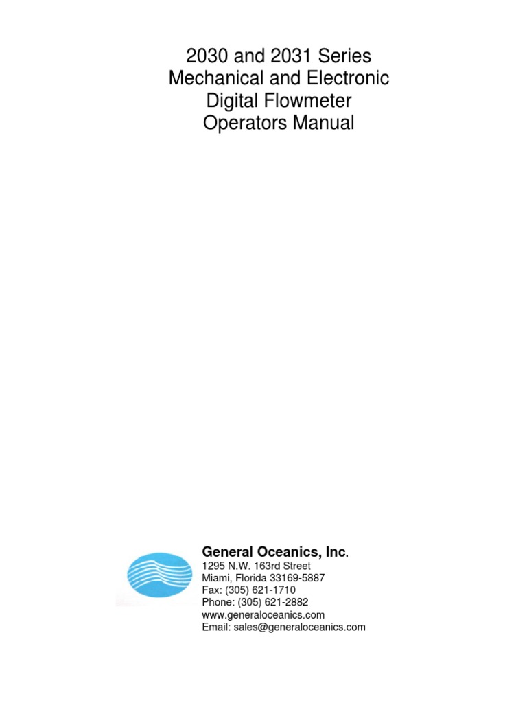 Guide to Using General Oceanics 2030 and 2031 Series Mechanical and ...