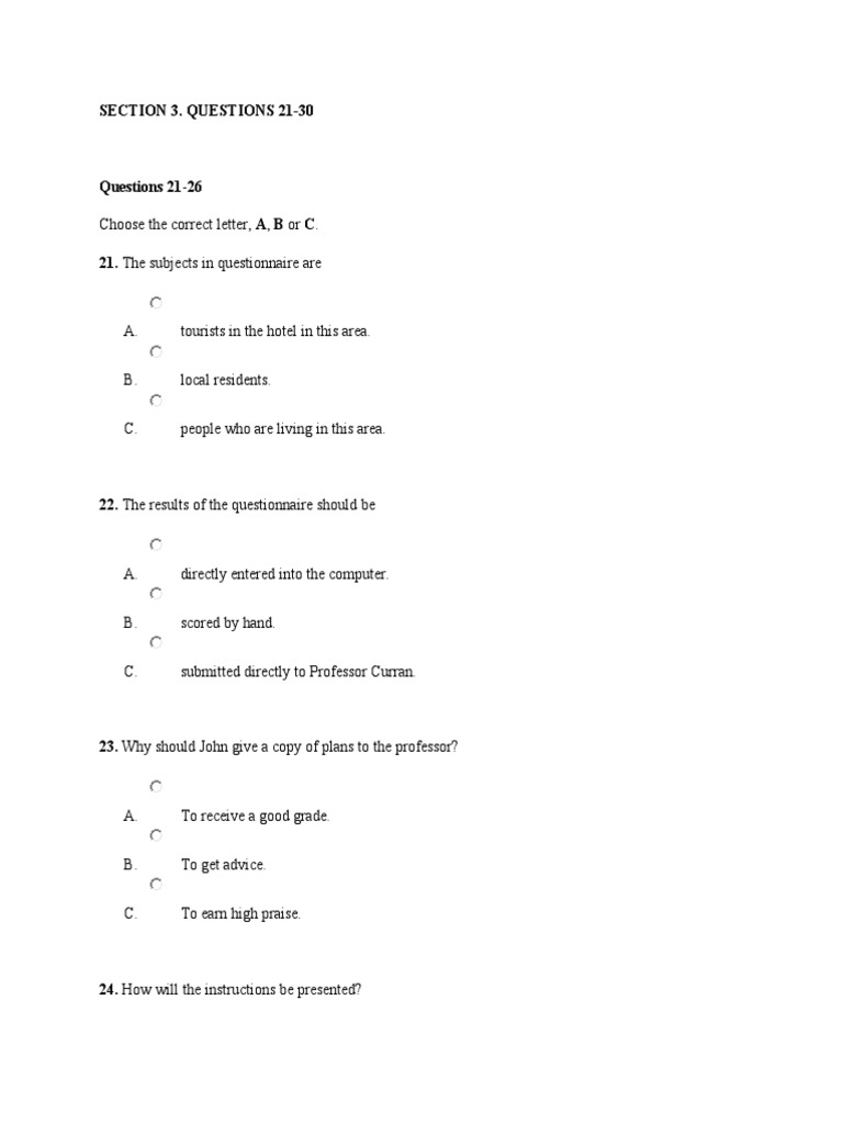 Section 3. Questions 21-30 | PDF | Communication