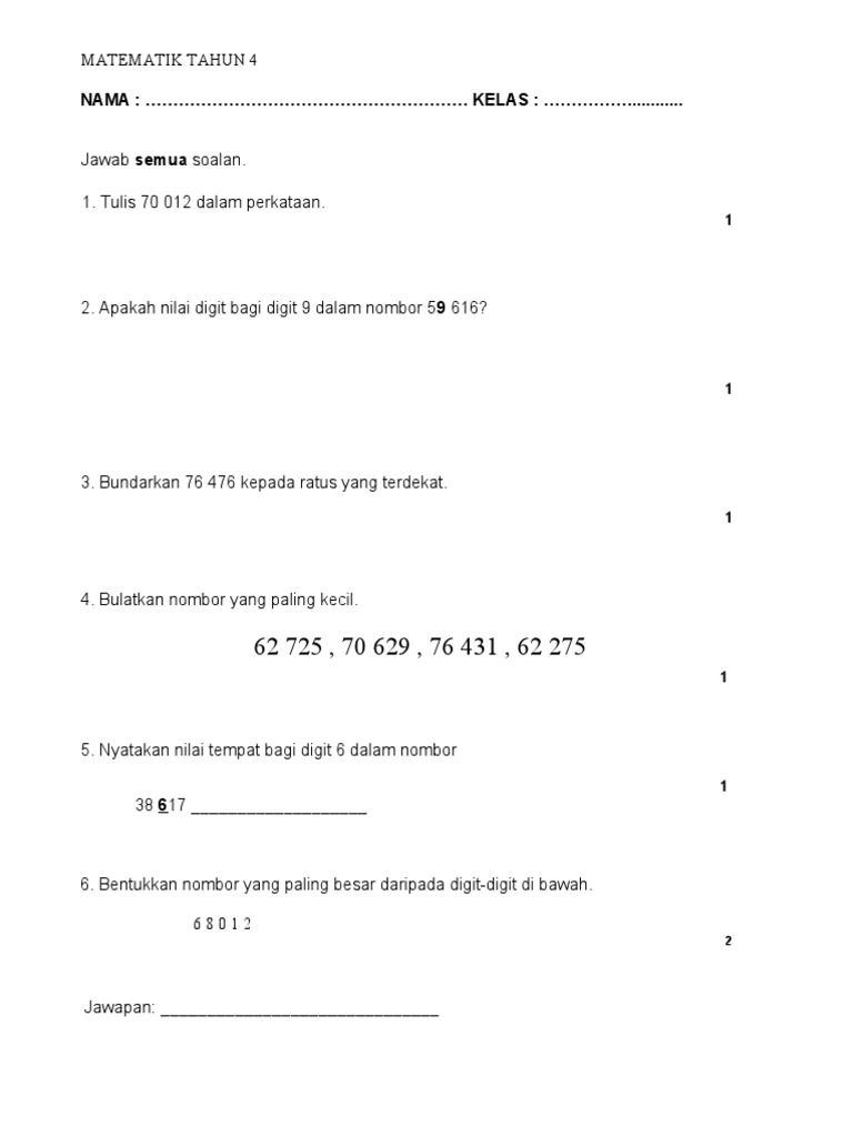Soalan Matematik Kertas 2 | PDF