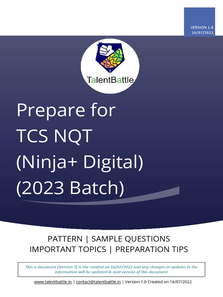 Talent Battle - TCS NQT - 2023 - Batch - Guide - Version - 1.0 | Download Free PDF | Pointer ...