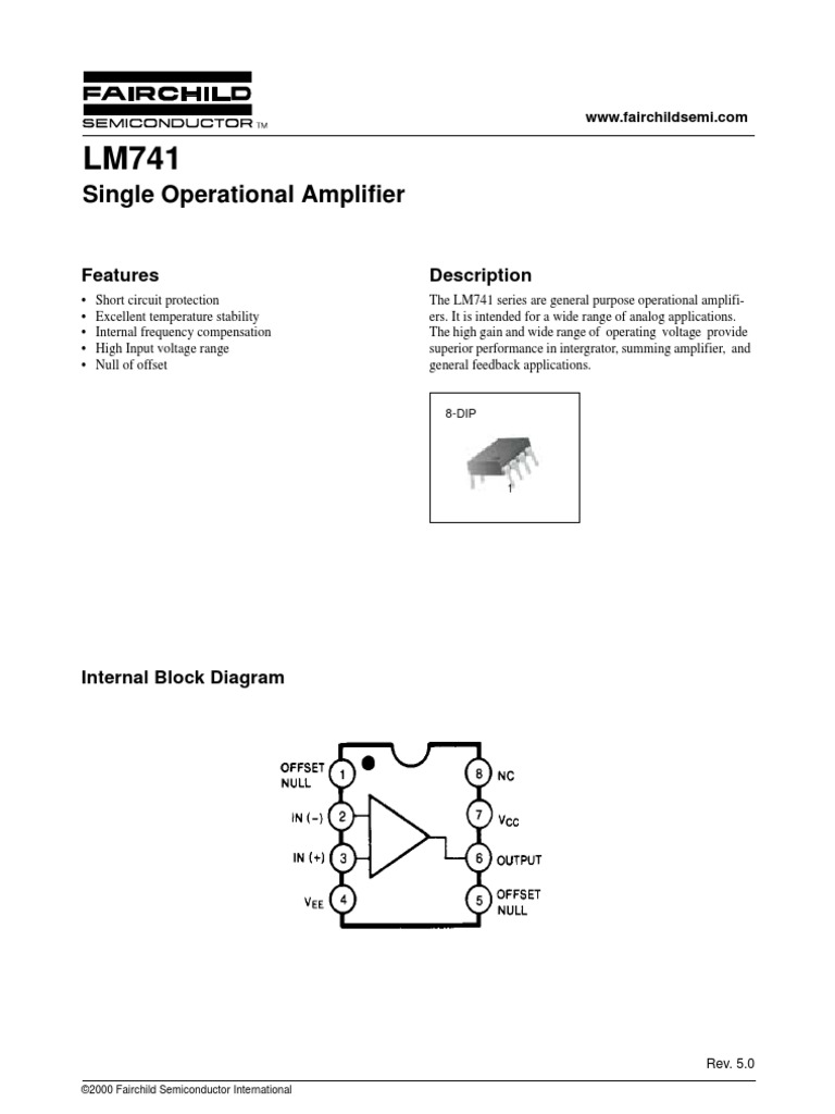 LM741 Complete Data Sheet and Specs | PDF | Operational Amplifier ...