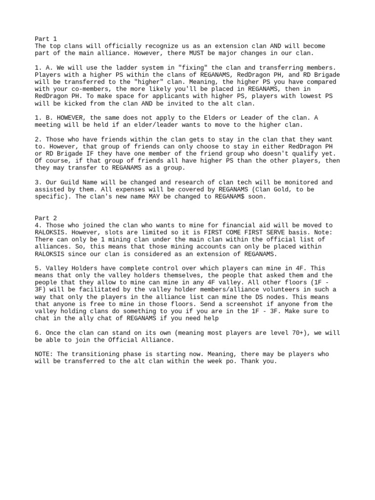 Example of Clan Rules | PDF