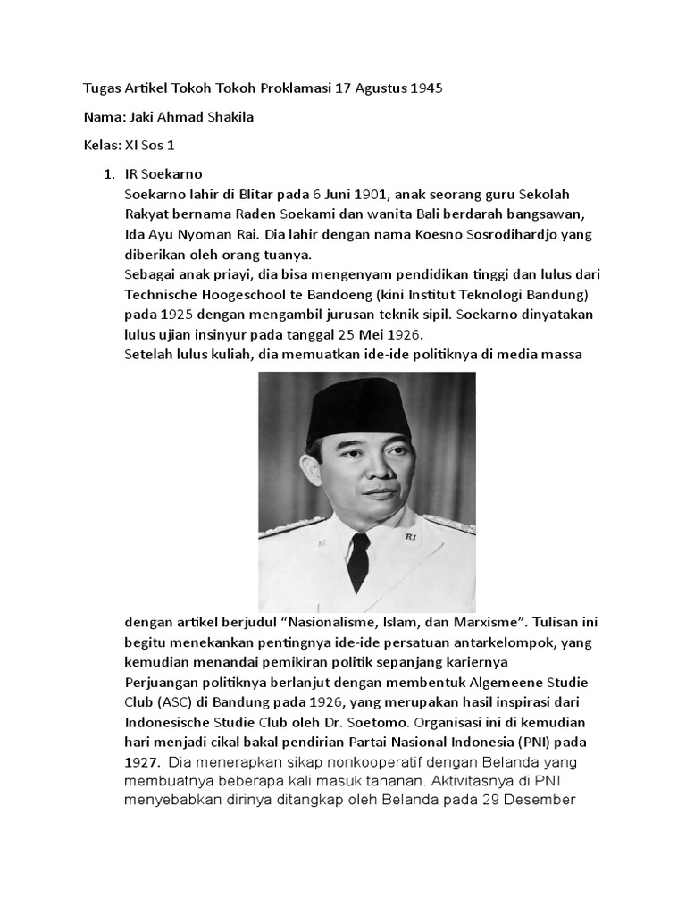 Artikel Tokoh Tokoh Proklamasi Kemerdekaan | PDF