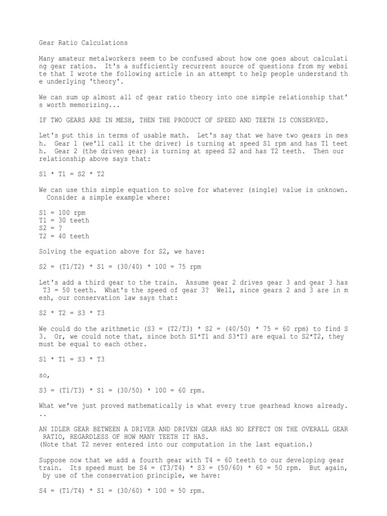 Gear Ratio | PDF | Gear | Machines