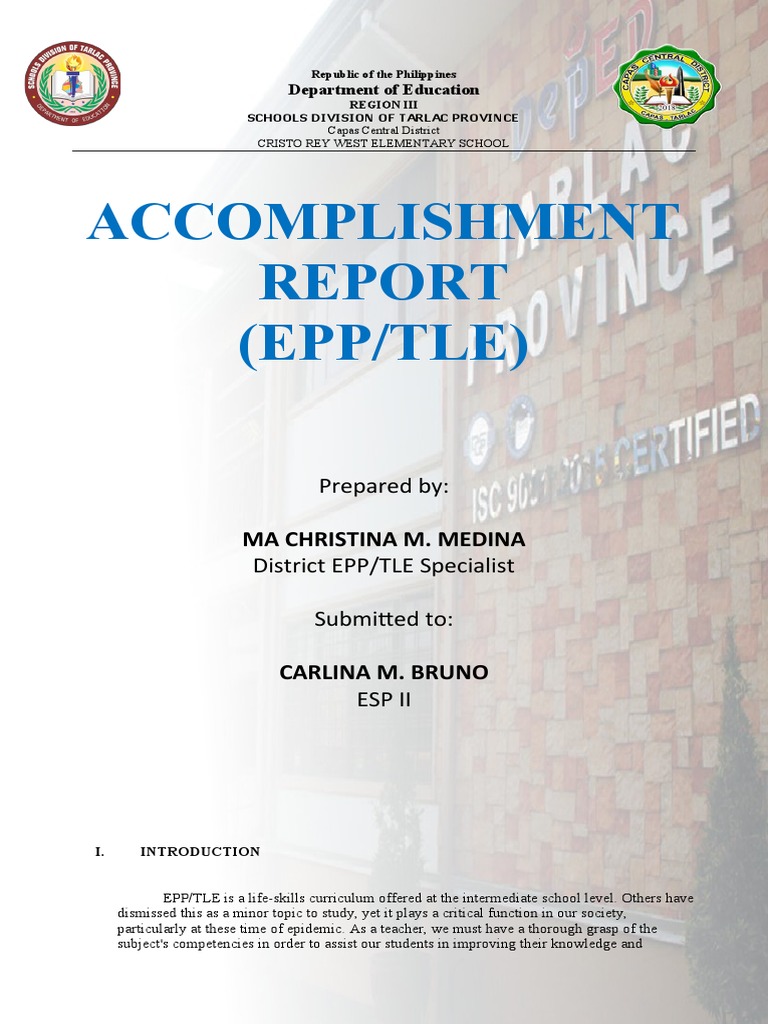 Accomplishment Report in Epp 2020 2021 1 | PDF | Learning | Schools