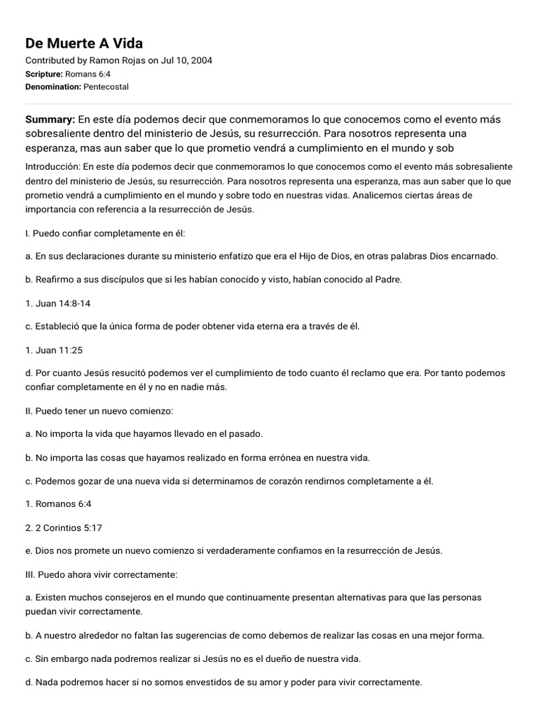 De Muerte A Vida | PDF | La resurrección de Jesús | Jesús