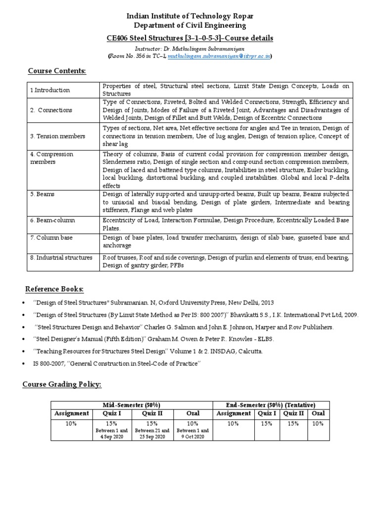 Indian Institute of Technology Ropar Department of Civil Engineering ...