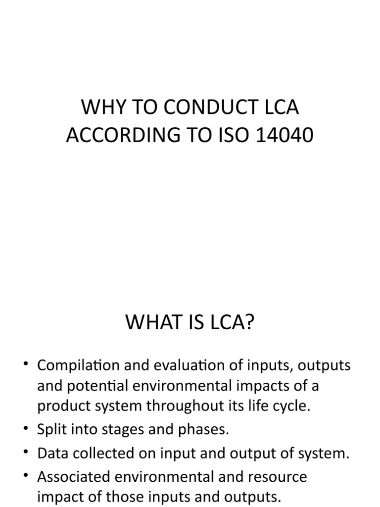 Why To Conduct Lca According To Iso 14040 | PDF | Life Cycle Assessment ...