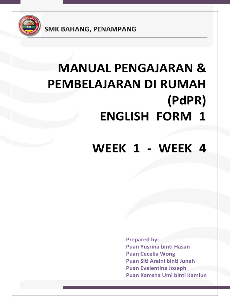Manual PDPR English Form 1 | PDF | Noun | Plural