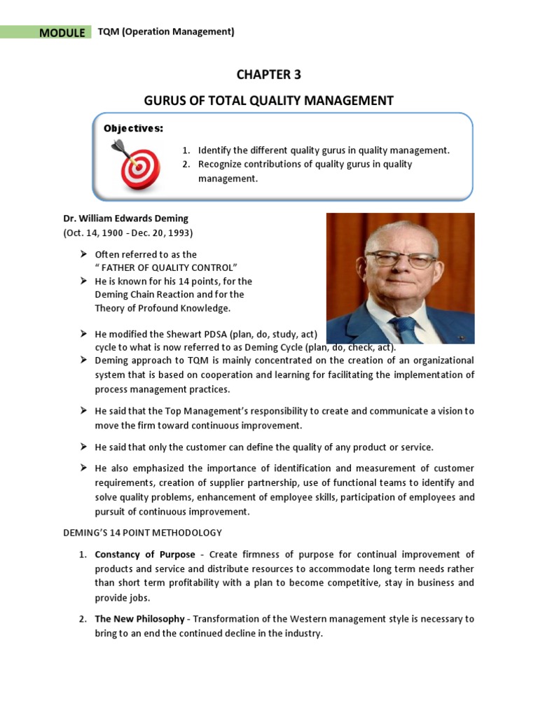 Chapter 3 Gurus of Total Quality Management | PDF | Quality Management ...