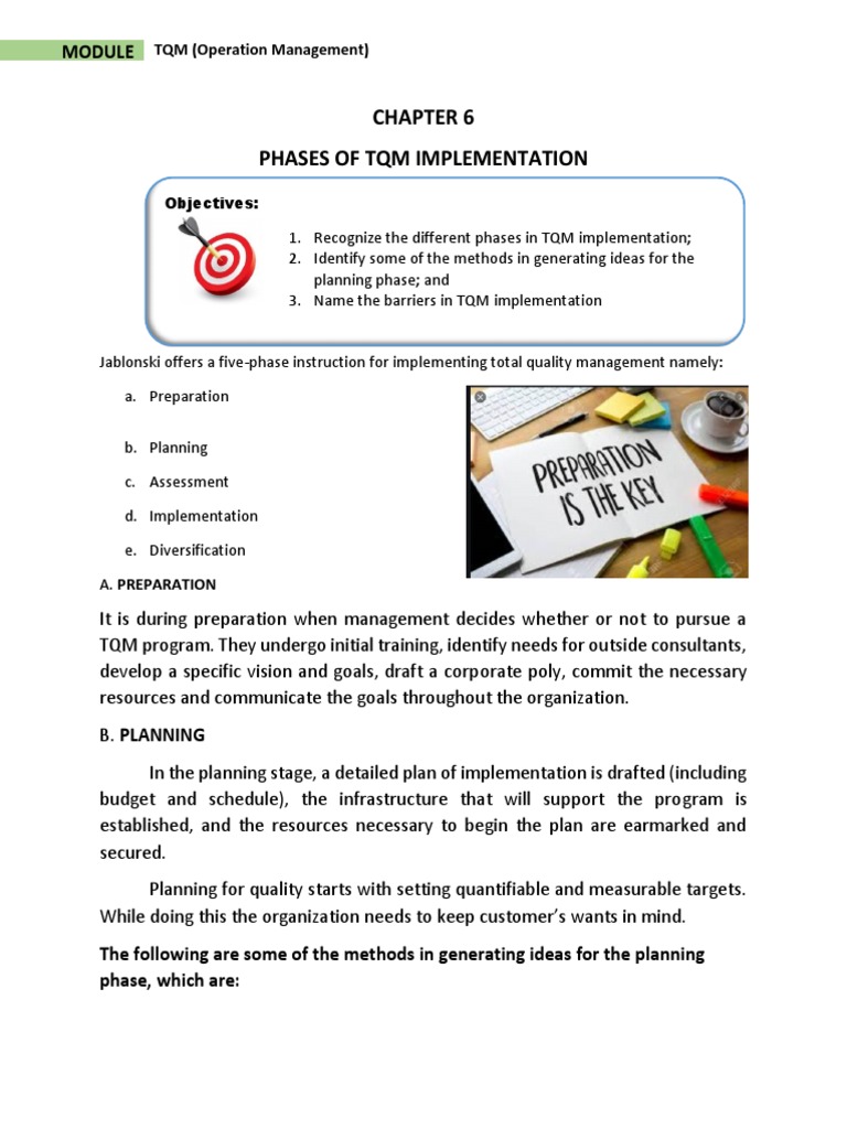 Five Phases of Total Quality Management Implementation: Preparation ...