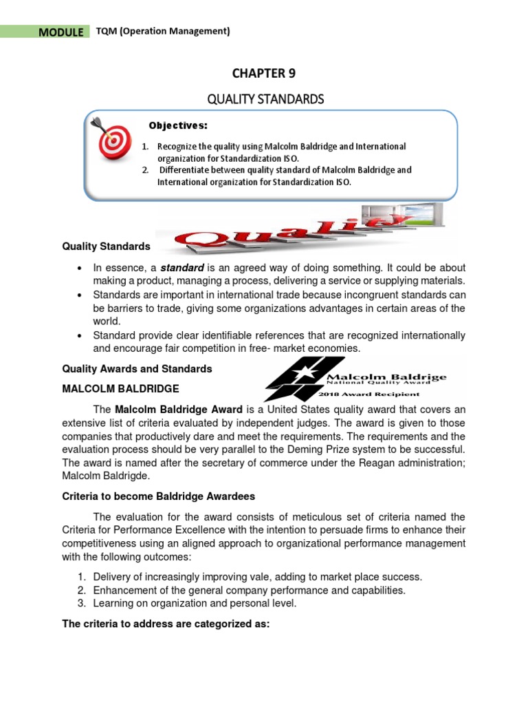 Chapter 9 Quality Standard | PDF | Audit | Standardization