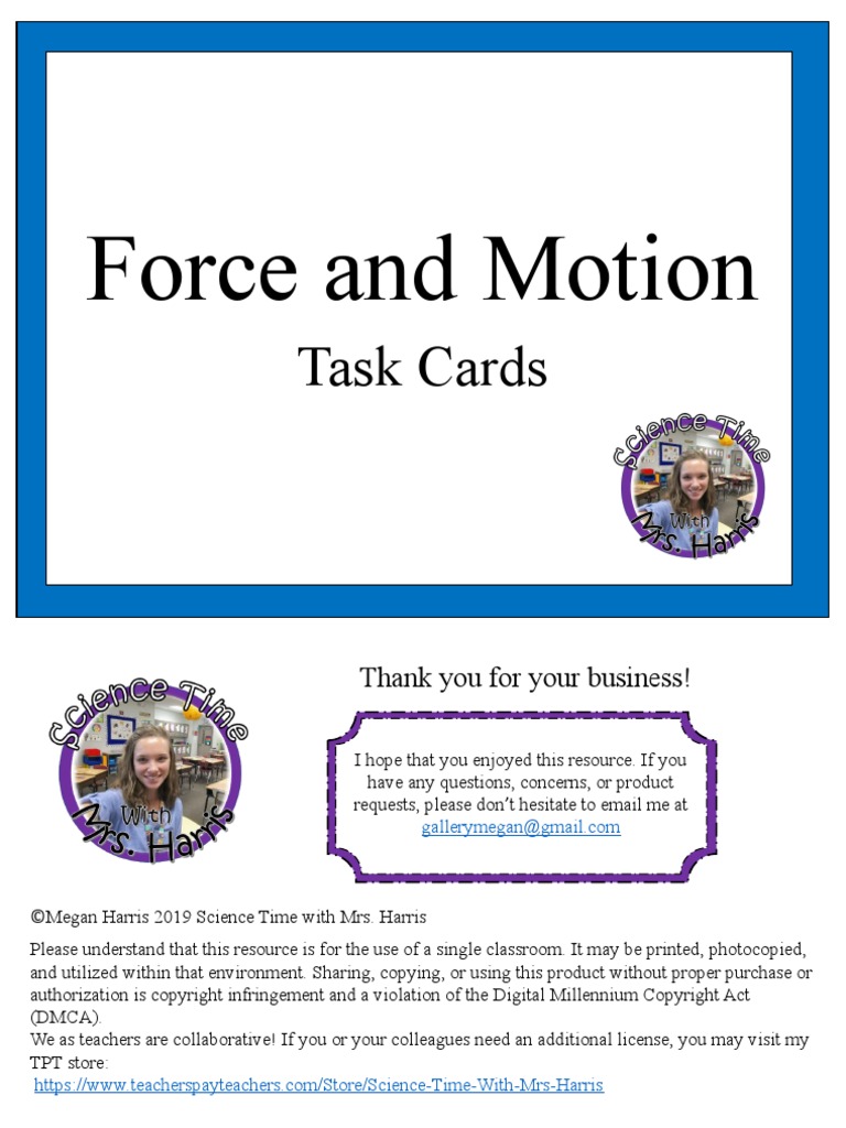 Force and Motion Task Cards | PDF | Force | Mass