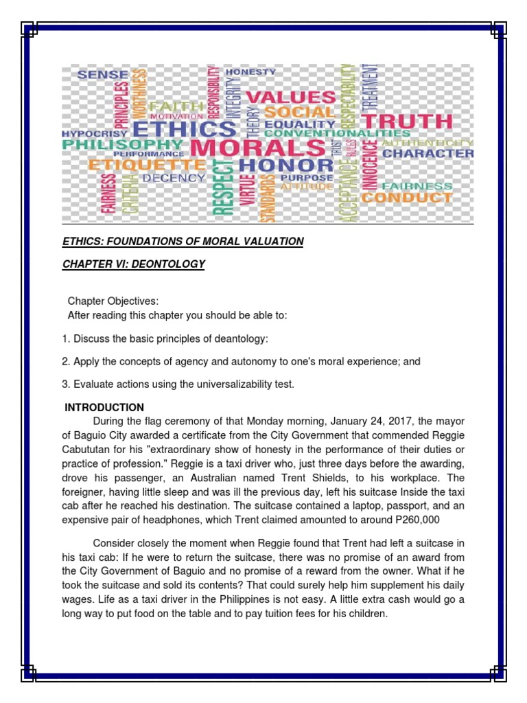 Val02 Module Chapter 6 - Deontology | PDF | Autonomy | Immanuel Kant