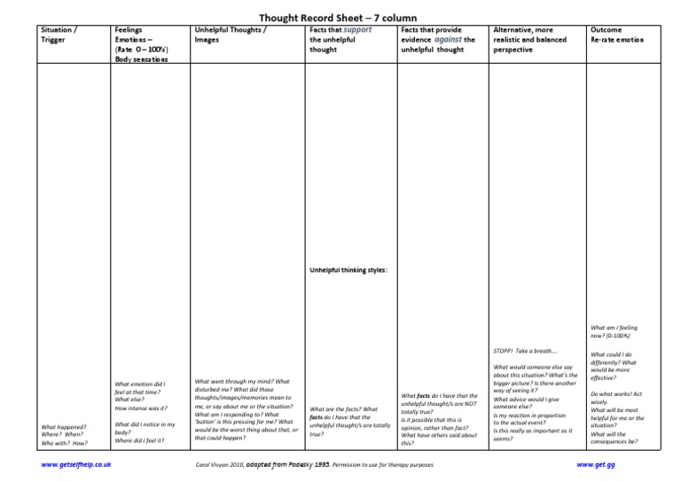 Thought Record Sheet_7 | PDF