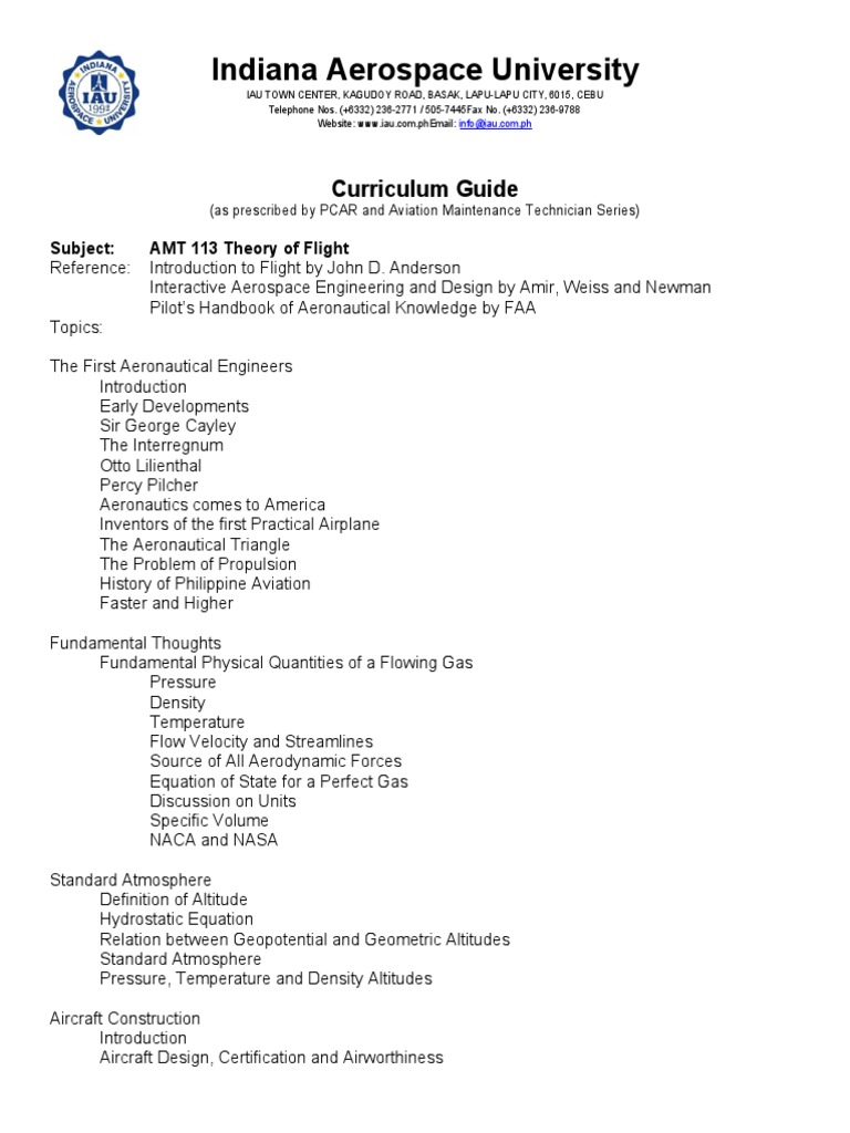 Indiana Aerospace University: Curriculum Guide | PDF | Flight Control ...