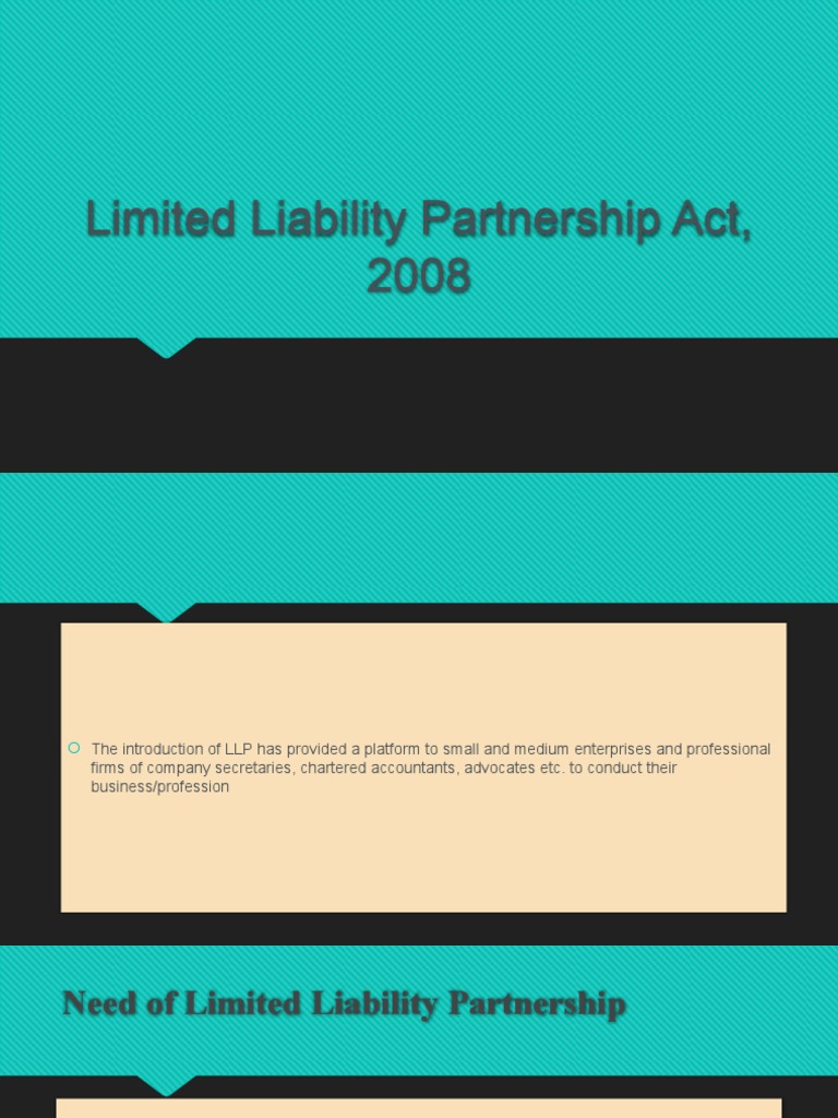 Limited Liability Partnership Act, 2008 | PDF | Limited Liability ...