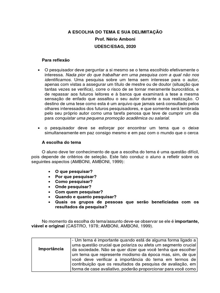 A+escolha+do+tema+de+dissertação | PDF | Science | Teoria