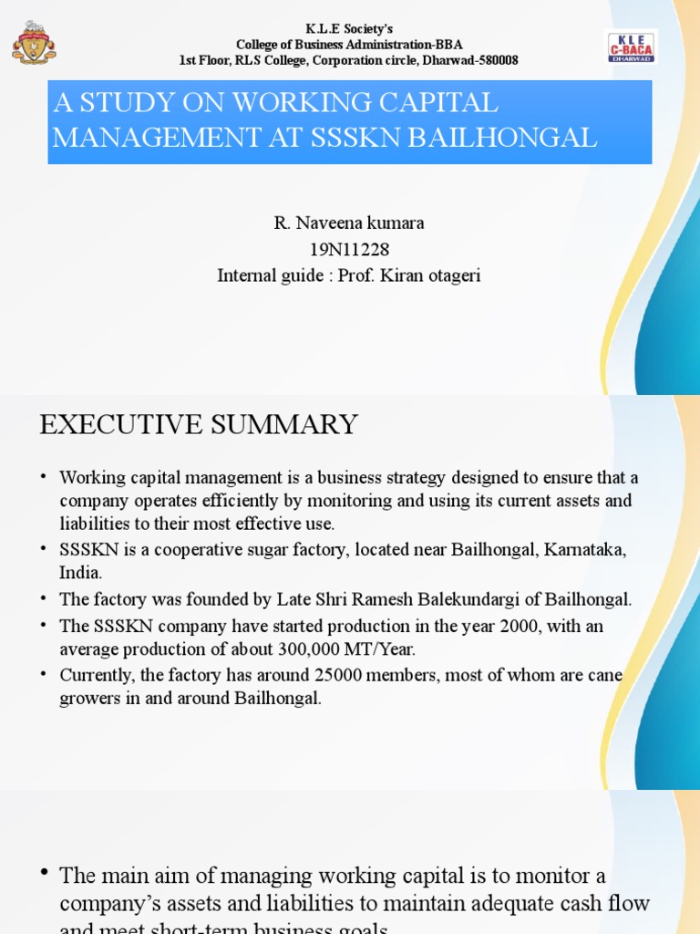 Naveen's Project | PDF | Working Capital | Sugarcane