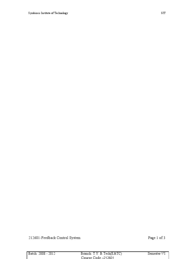 Feedback Control System Syllabus | PDF | Control Theory | Control System