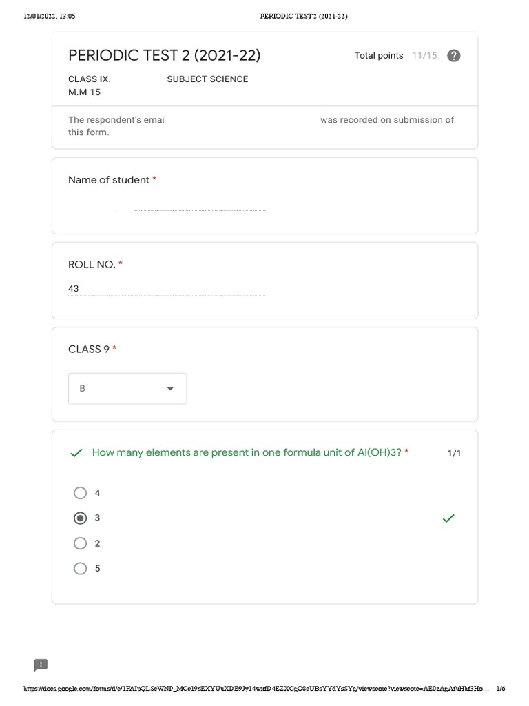 Class IX Science Chapter Test Results | PDF | Proton | Molecules