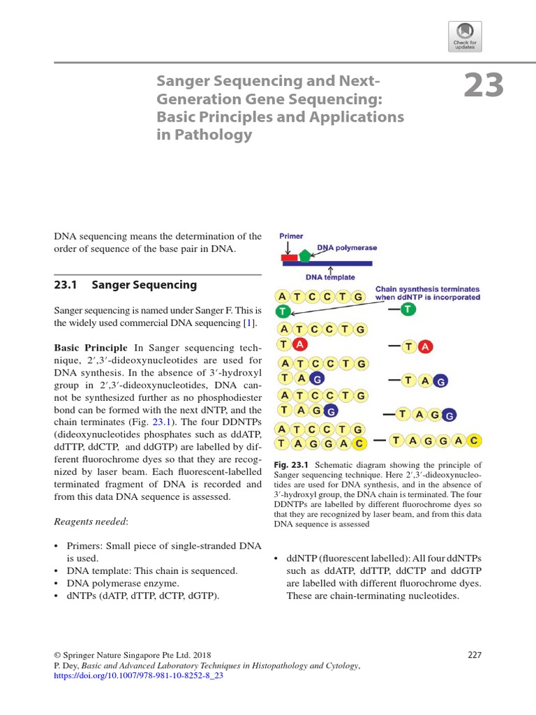 Sanger Sequencing and Next-Generation Gene Sequencing: Basic Principles ...