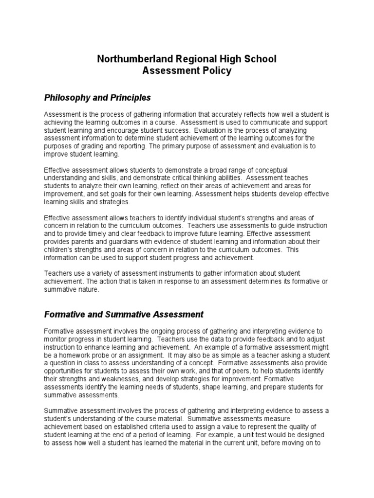 IB Assessment Policy - 0 | PDF | Educational Assessment | Cognition