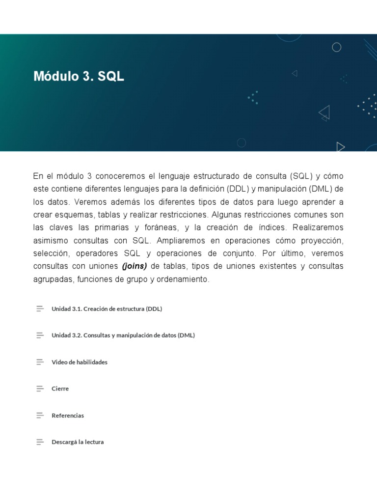 Módulo 3 Sql Download Free Pdf Sql Bases De Datos