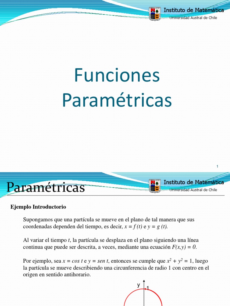 Funciones Parametricas | PDF | Ecuaciones | Análisis matemático