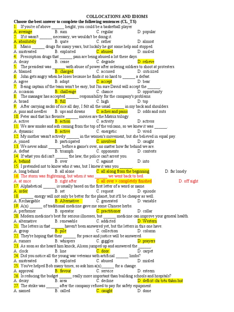 Completing Idioms and Collocations | PDF
