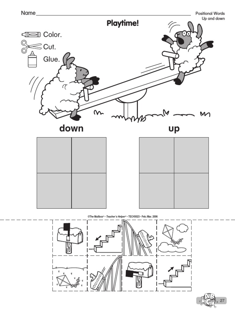 Worksheet Position Words (Up - Down) | PDF