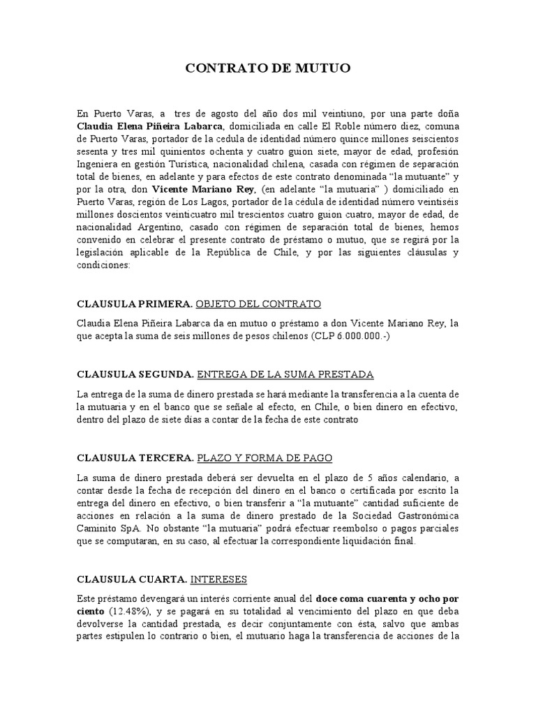 Contrato de Mutuo | PDF