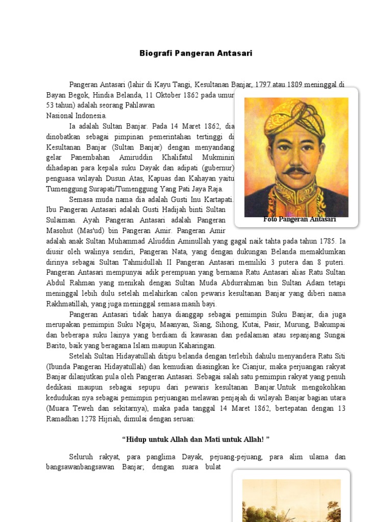 Biografi Pangeran Antasari | PDF